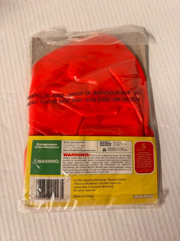 Rare Rand Sesame Street Elmo 18 1/2” Inflatable Swim Ring 2003 S-60040 ...