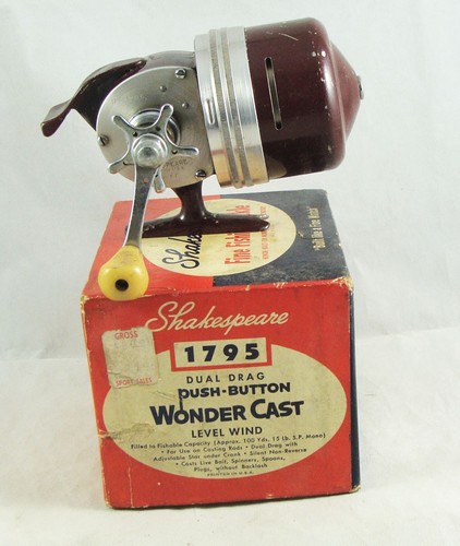 Old Vintage SHAKESPEARE WONDER CAST No. 1795 Model EF Spincast Reel ...