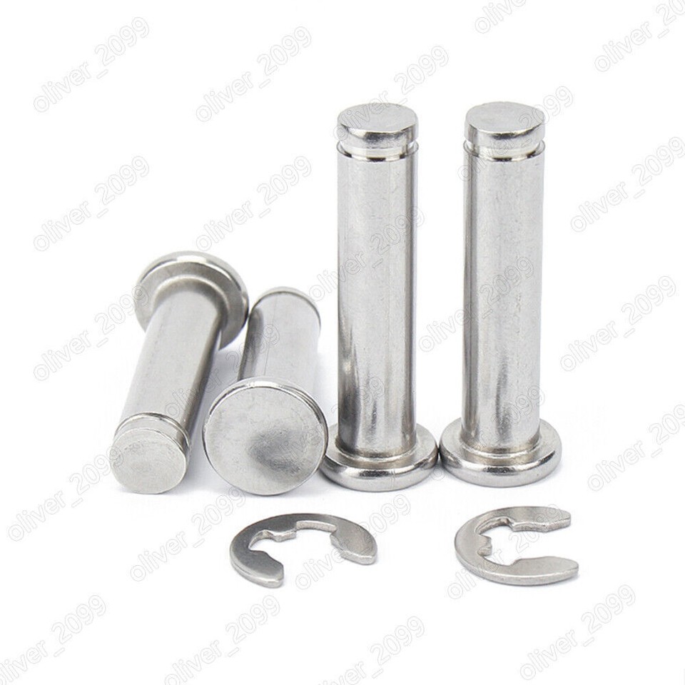 304 Stainless Steel Flat Head Grooved Pin With Retaining Ring M3 M4 M5 ...
