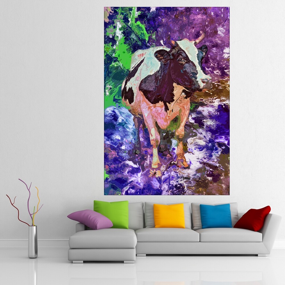 LEINWAND BILDER XXL ABSTRAKT KUH BULLE BUNT GRAFFITI POP ART WAND POSTER | eBay.de