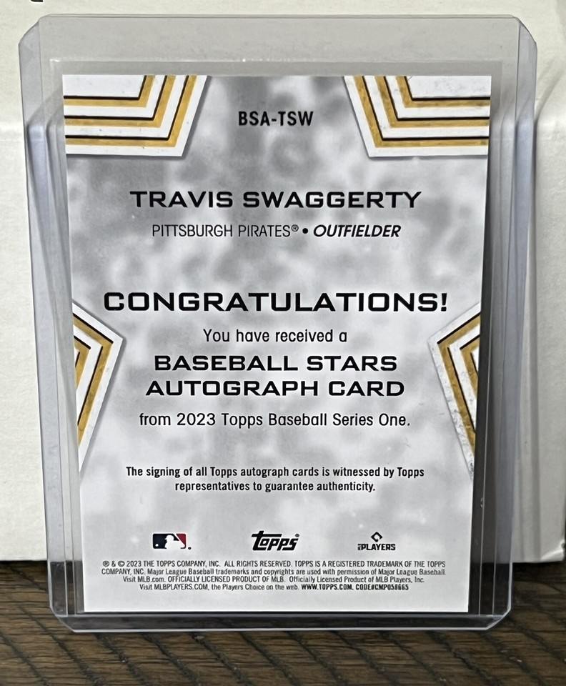 2023 Topps Series 1 Travis Swaggerty Baseball Stars RC Auto Pittsburgh ...