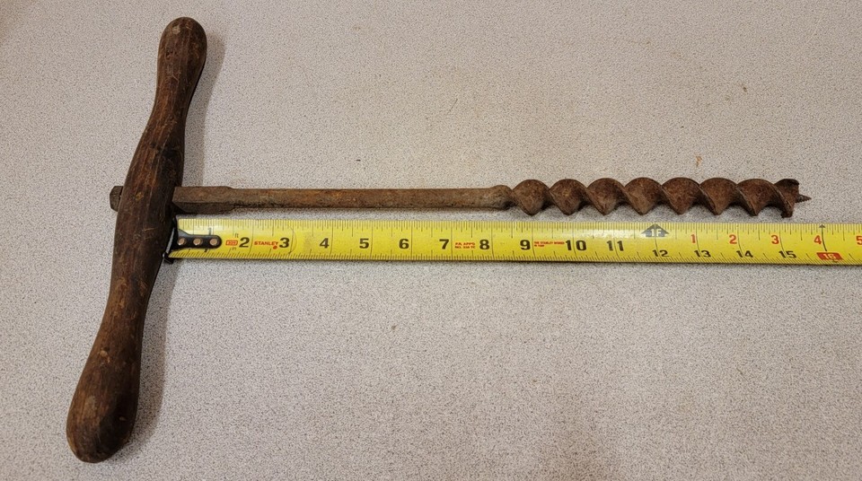 Vintage Wood Handle T Auger Drill,Old Carpenter Hand tool | eBay