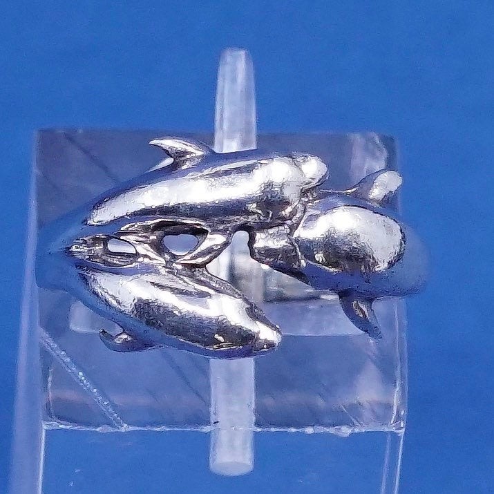 Size 6, vtg sterling silver handmade ring, 925 dolphin | eBay
