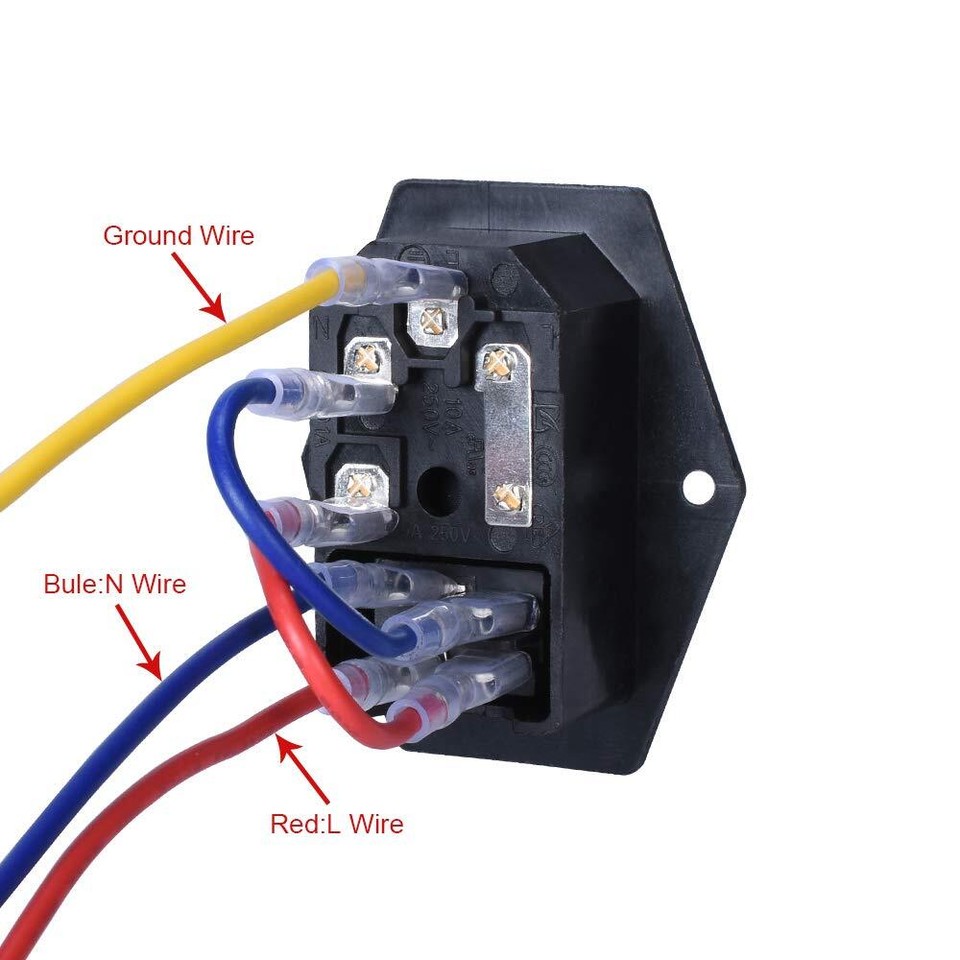 15a 250v Rocker Switch Power Socket Inlet Module Plug 5a Fuse Switch ...