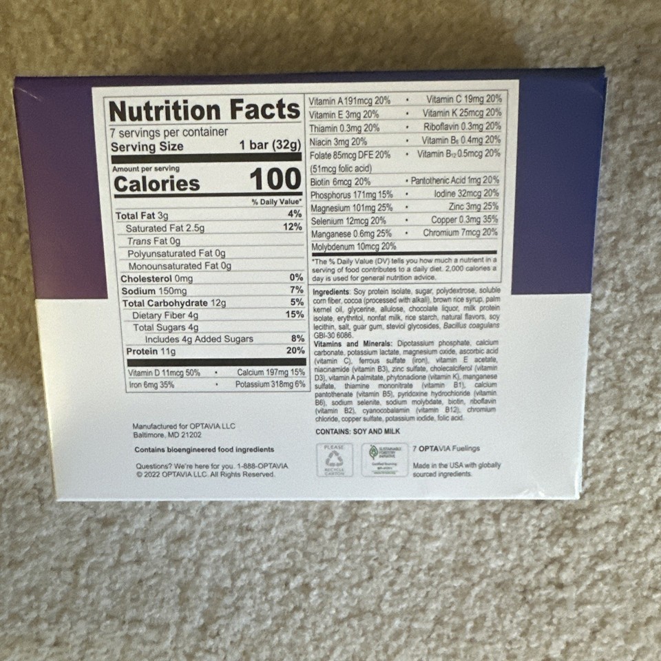 Optavia Drizzled Chocolate Fudge Crisp Bar - 7 Bars - New - Exp. 02/19 ...