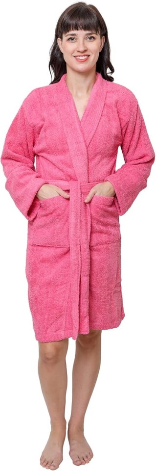 GOLD TEXTILES Women’s Short Terry Cloth Robe – 100% Cotton, Lightweight ...