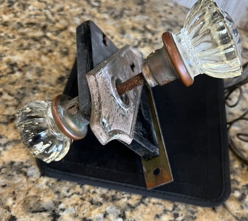 Vintage Art Deco Lock Set, Glass Knobs, Brass Backplates & Mortise | eBay