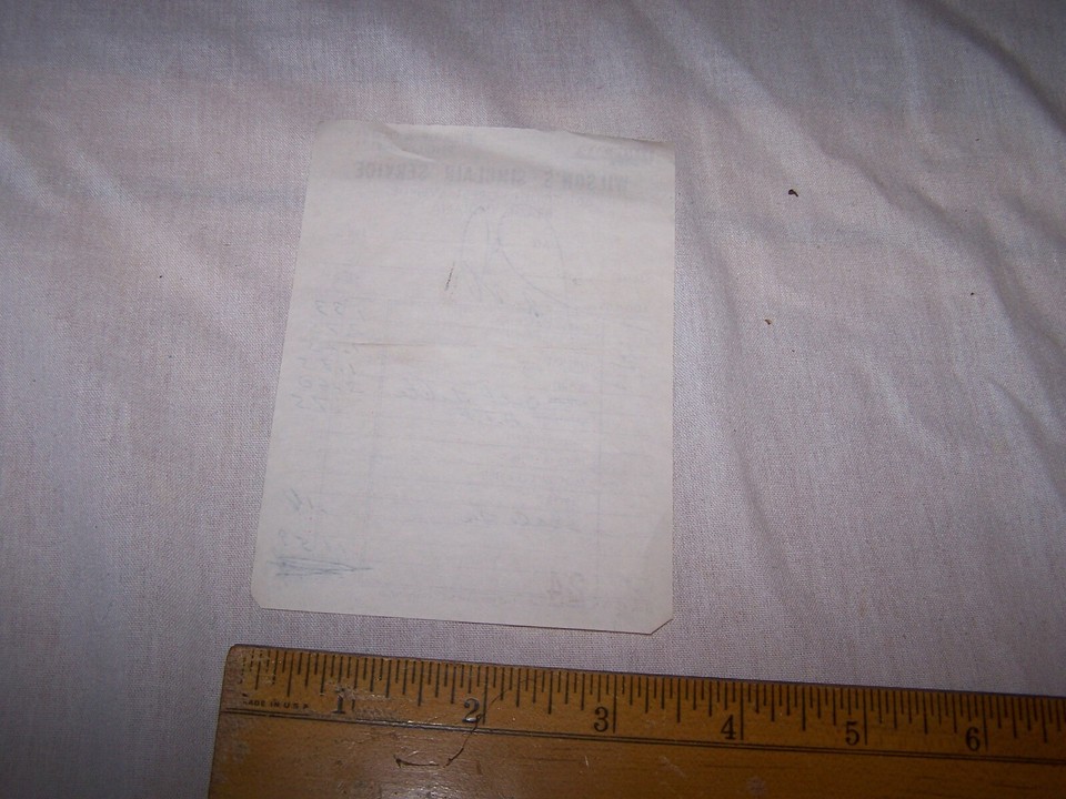 1960's WILSON'S SINCLAIR SERVICE Gas & Oil - Invoice Receipt BRAZIL ...