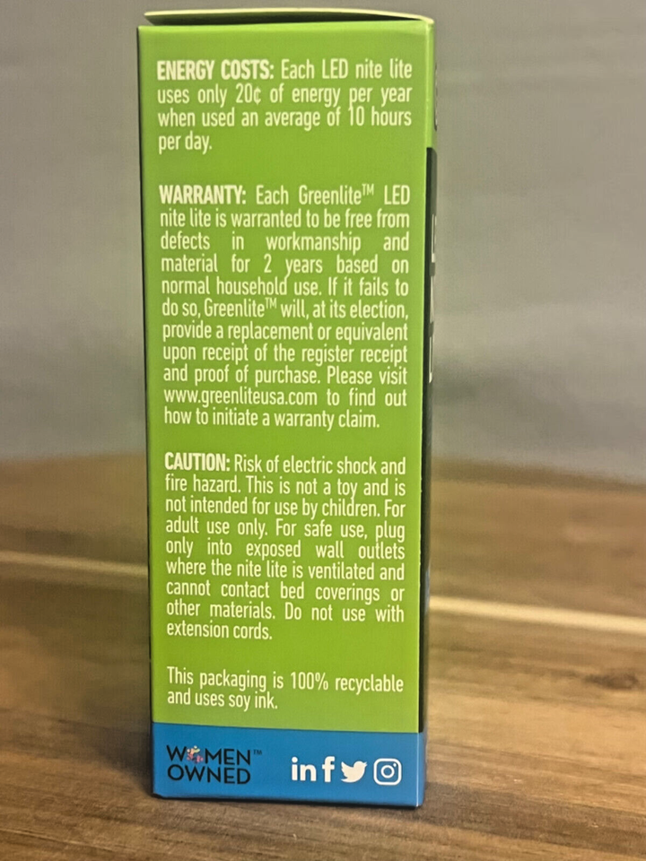 Greenlite LED Nite Lite Built in sensor 2 pack x2 (CLEAR) Total of 4 ...