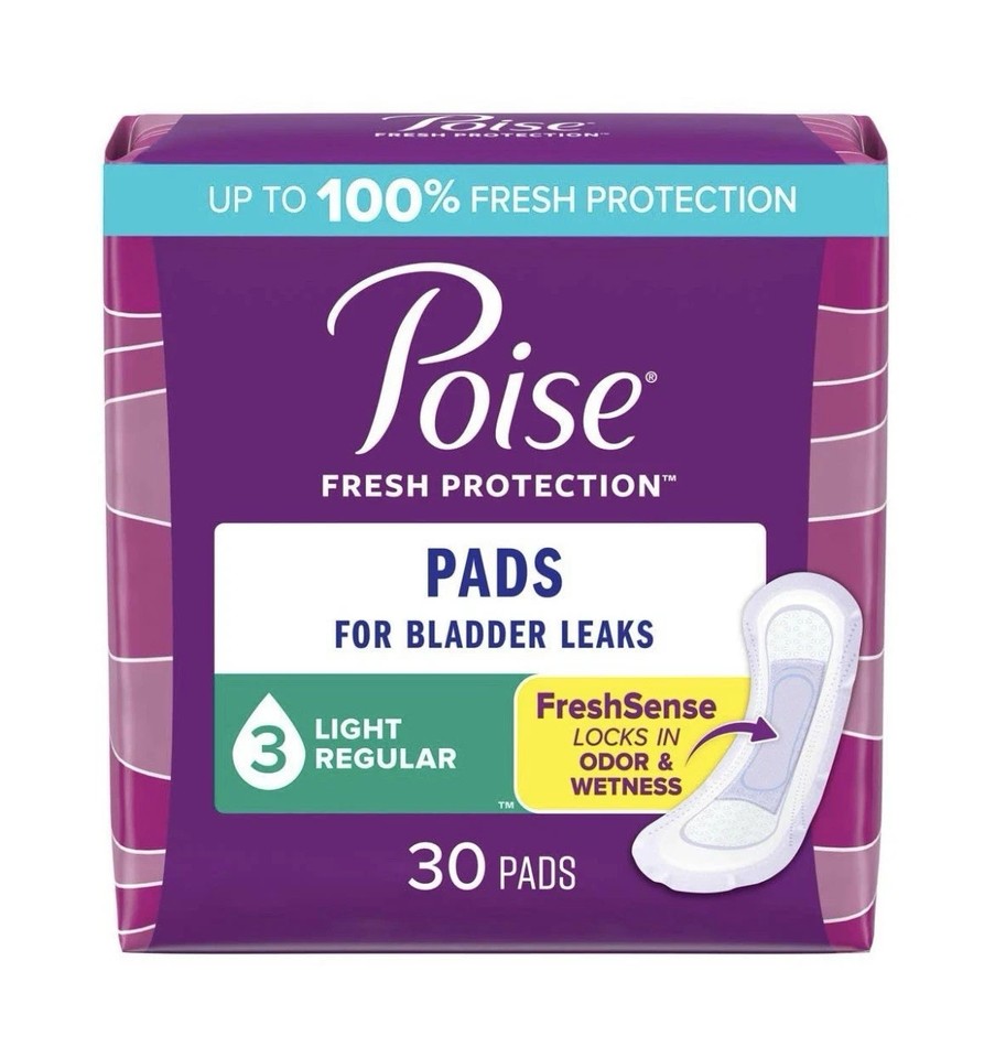Poise Fresh Protection Incontinence Pads for Women, Regular & Long, New ...