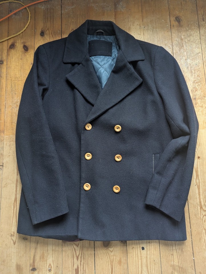 pea coat reefer jacket With Wooden Buttons | eBay UK