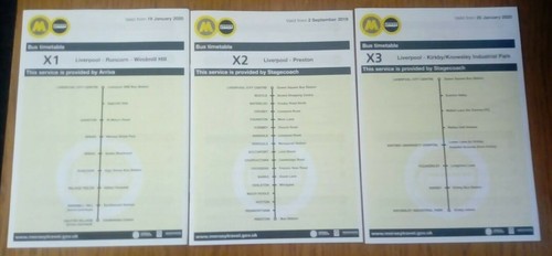 MERSEYTRAVEL LIVERPOOL AREA BUS TIMETABLES - EXPRESS ROUTES X1, X2 AND ...