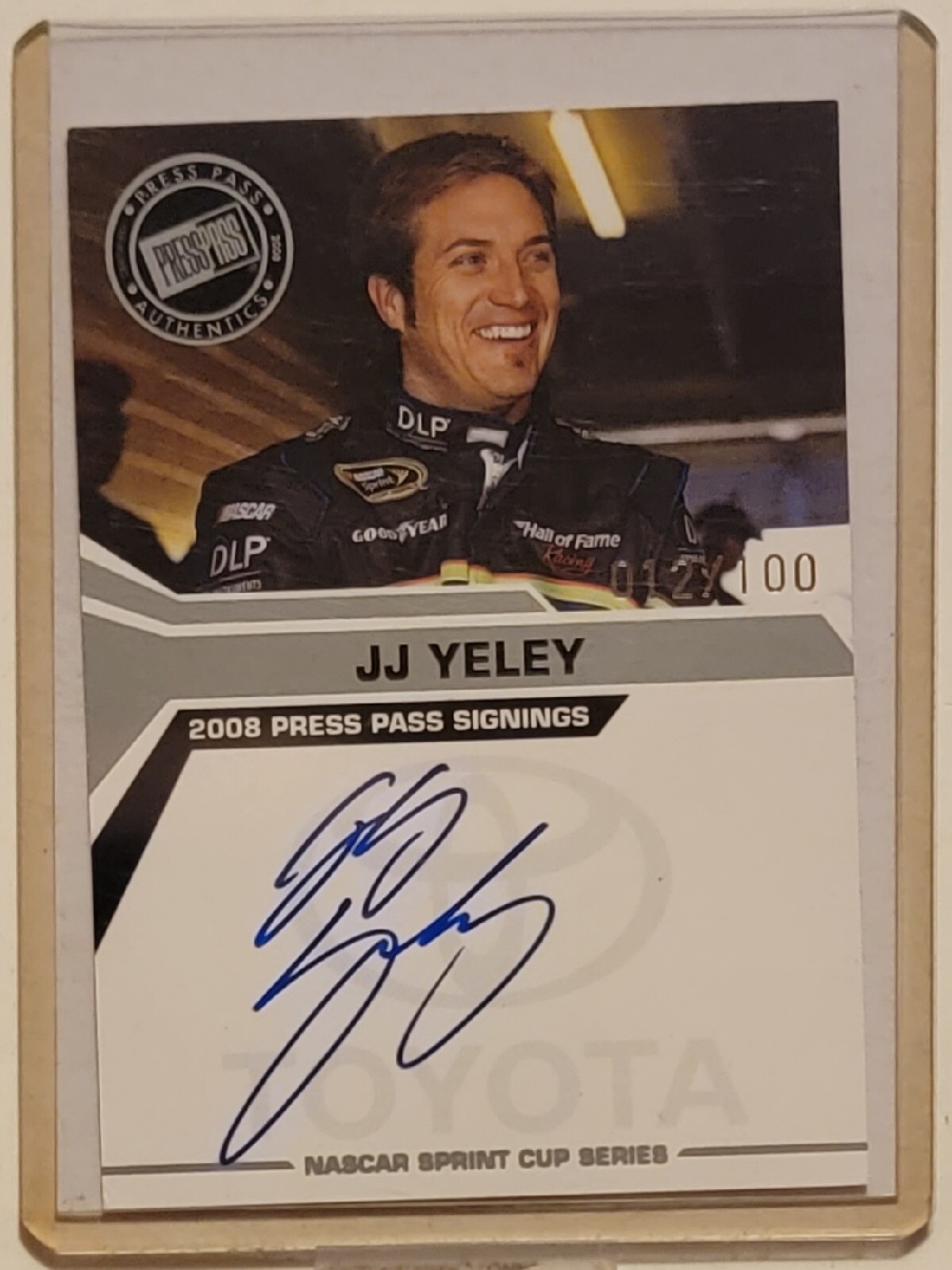JJ Yeley NASCAR 2008 Press Pass Signings Autograph Trading Card /100 ...