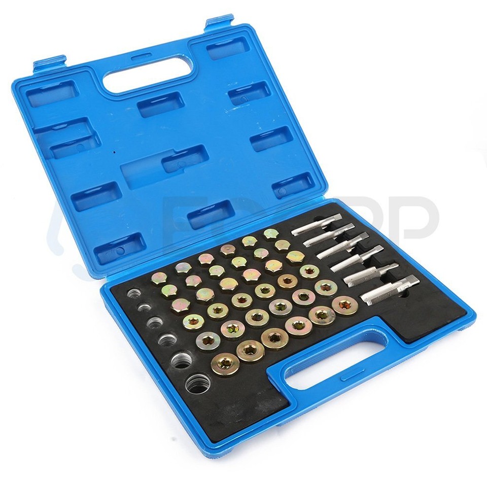 114pc Oil Pan Thread Repair Kit Sump Gearbox Drain Plug Tool Set M13 ...
