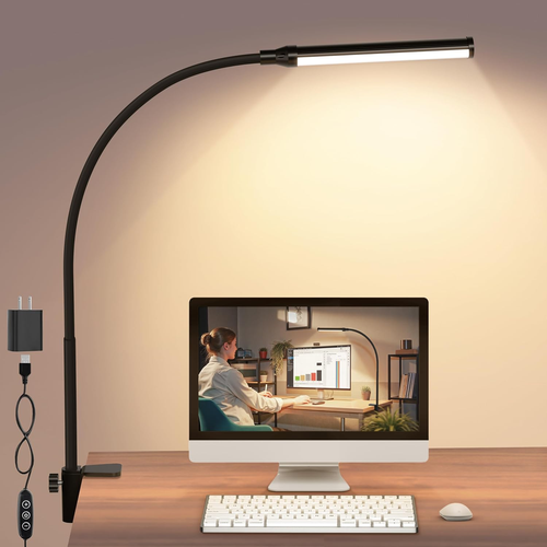LED Desk Lamp with Clamp, 3000K Warm White 11 Brightness Level Eye ...