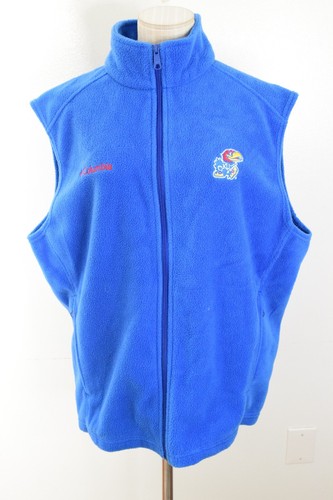 Columbia Size Large Kansas Jay Hawks Mens Fleece Vest NCAA Blue Full ...