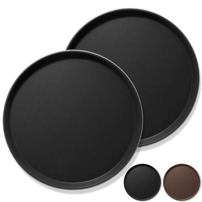 (2pc) Round Restaurant Serving Trays - NSF, Non-Slip Food Service Bar ...