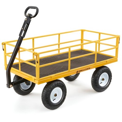 Gorilla Carts Steel Utility Cart, 7 Cu Ft Garden Wagon w/Removable Sides, Yellow | eBay