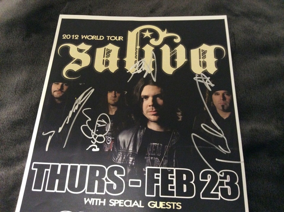 ROCK BAND SALIVA 2012 WORLD TOUR GIG POSTER 11x17 AUTOGRAPHED SIGNED BY ...