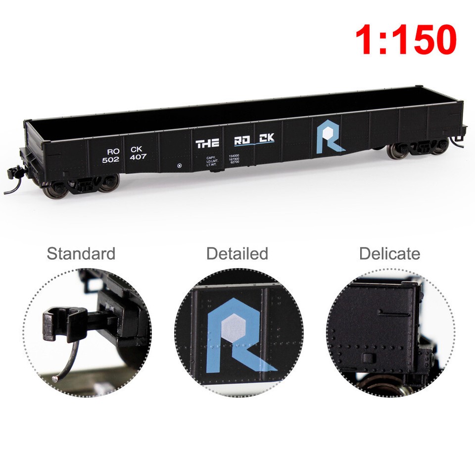 Evemodel N Scale 1:150 53ft Low-side Gondola Cars Railway Wagon Model ...