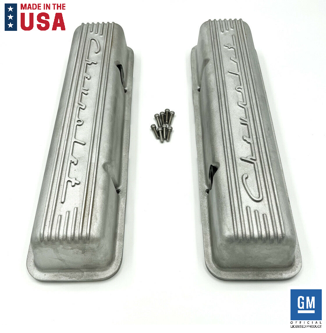 Cast Finned Chevrolet Script Valve Covers For Small Block Chevy ...