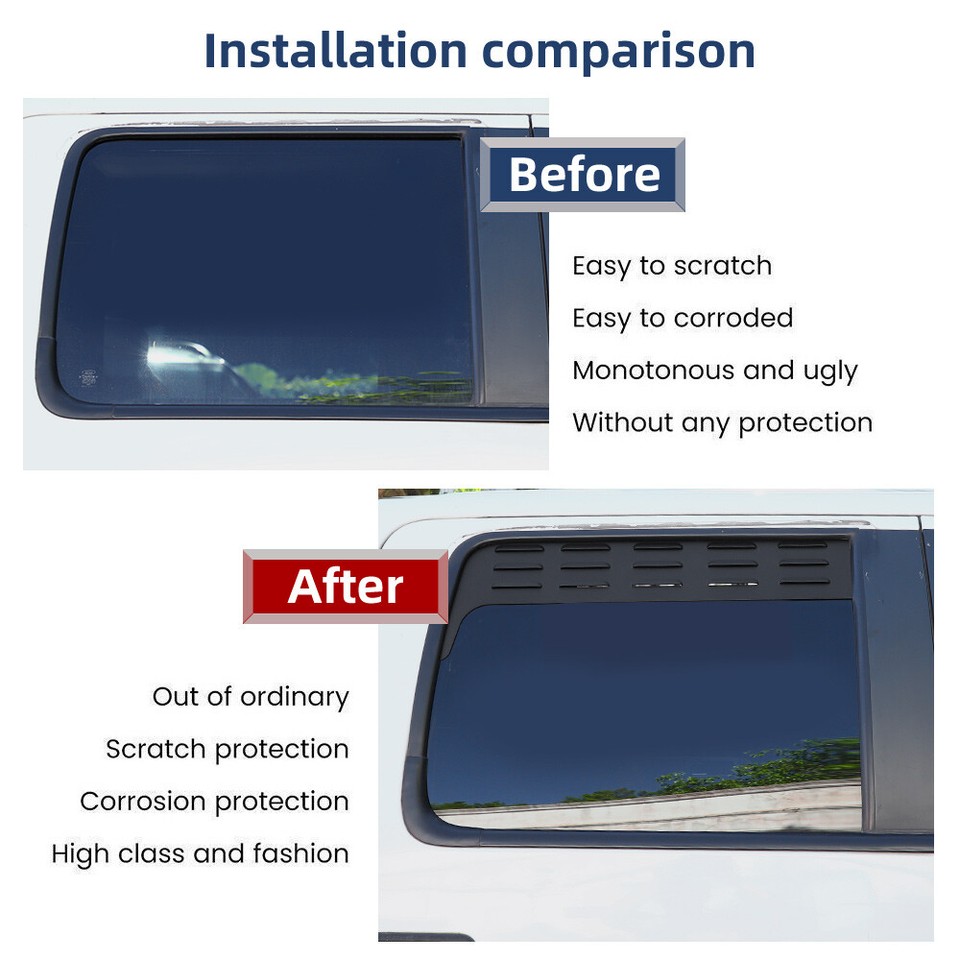 2PCS Black Rear Window Louver Vent Trim for Ford F150 Raptor 4-Door ...