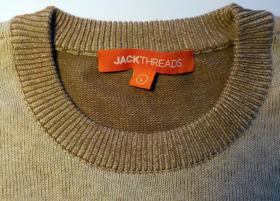 JACKTHREADS 100% Cotton Crewneck Sweater Single Pocket LG Brown/Beige | eBay