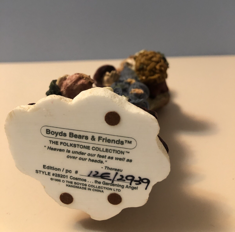 Vintage COSMOS, the GARDENING ANGEL BOYDS BEAR Figurine Folkstone ...
