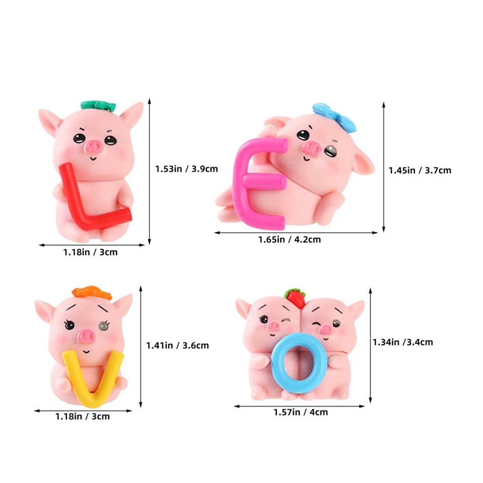 4 Sets Miniature Pig Figurines, Mini Piggy Figures Cartoon Resin Animal ...
