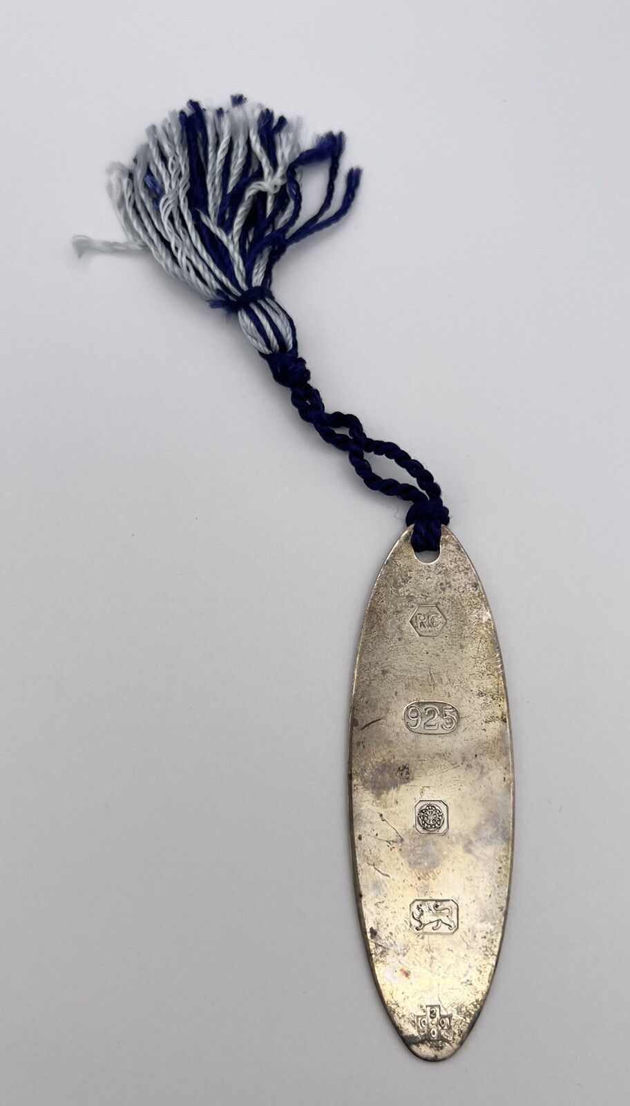 Large Hallmark Sterling Silver Oval Bookmark With Cotton Tassel Year ...