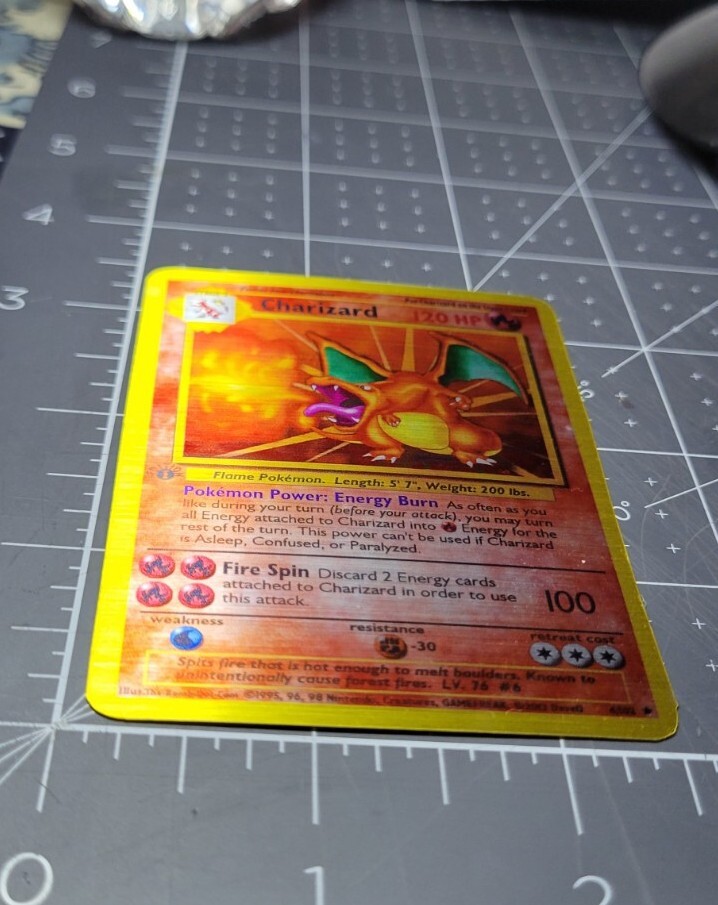 1999 Pokemon 1st Edition Base Set Shadowless Charizard 4/102 Aluminum ...