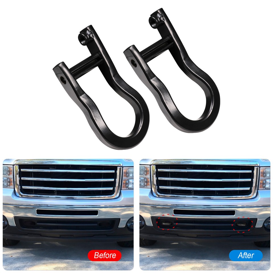 Black Tow Hooks kit For GM Chevrolet Silverado Sierra 1500 2007-2019 ...