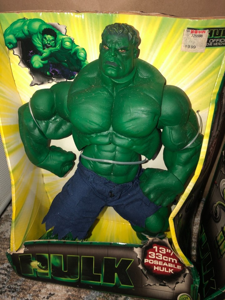 Toy Biz 2003 THE HULK MOVIE 13” POSEABLE ACTION FIGURES & RAGING HULK ...
