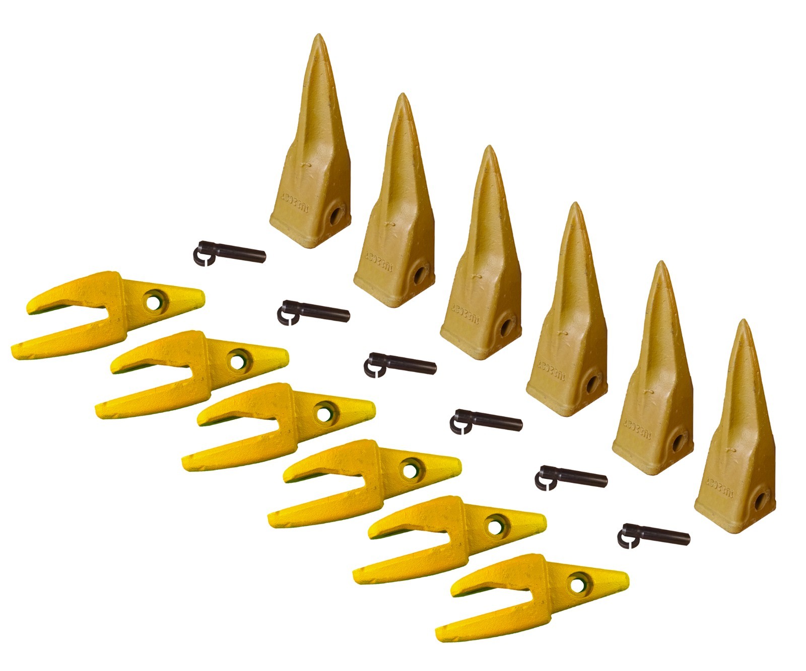 6 - CAT Style J200 Backhoe Bucket Shanks 1" Lip, Rock Teeth, 1U-3202TL ...