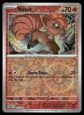 Vulpix Reverse Holo NM 037/165 Scarlet & Violet 151 Pokemon Card | eBay