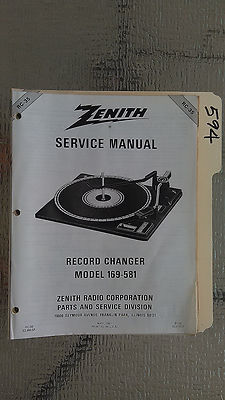 Zenith 169-581 service manual original repair book stereo turntable ...