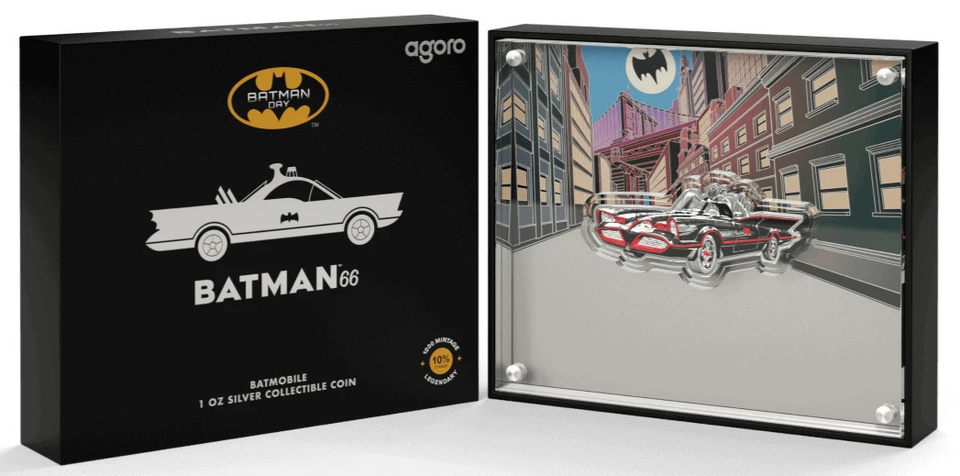 2025 1 oz Pure Silver Coin Batman Day 1966 Batmobile by Agoro New In ...