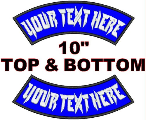Custom Embroidered 10" Top And Bottom Rocker Patch 2 pc Set Biker MC ...