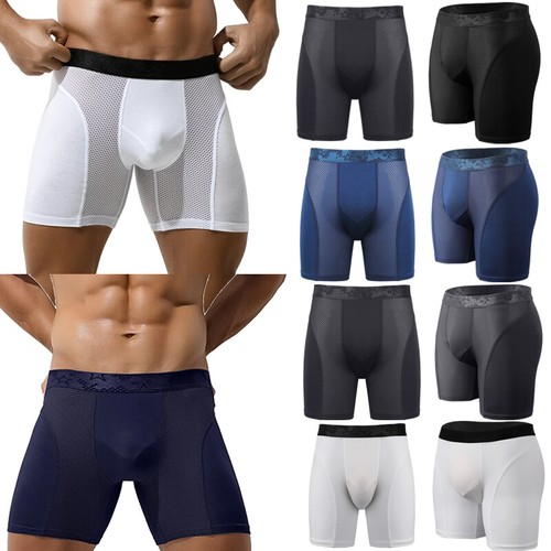Men Boxer Shorts Underwear Anti-Chafing Tagless Breathable Compression ...