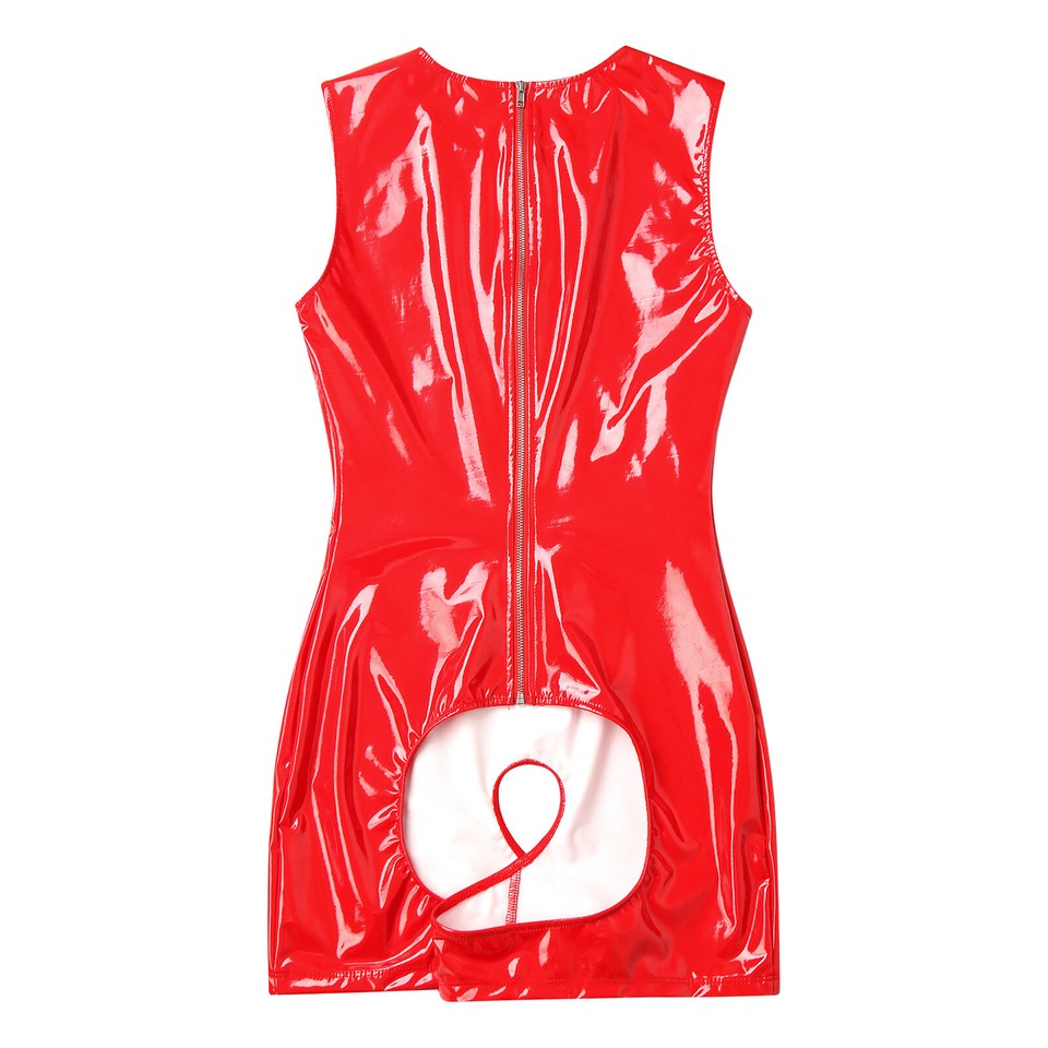 US Freebily Women Leather Cutout Bodysuit Open Cups Crotchless Open ...