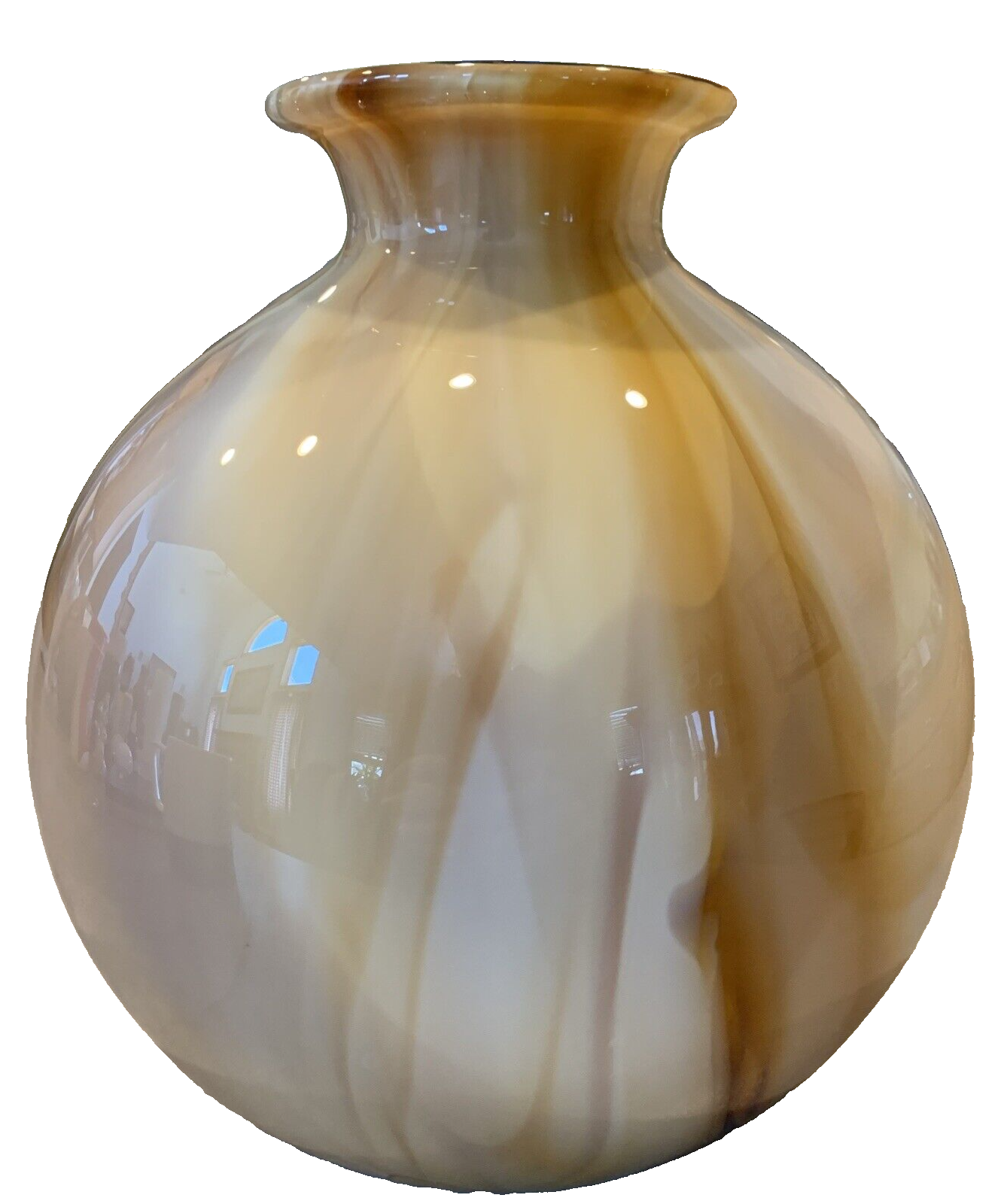 Vintage Large Chocolate Brown Caramel Slag Glass Vase Round Stunner ...