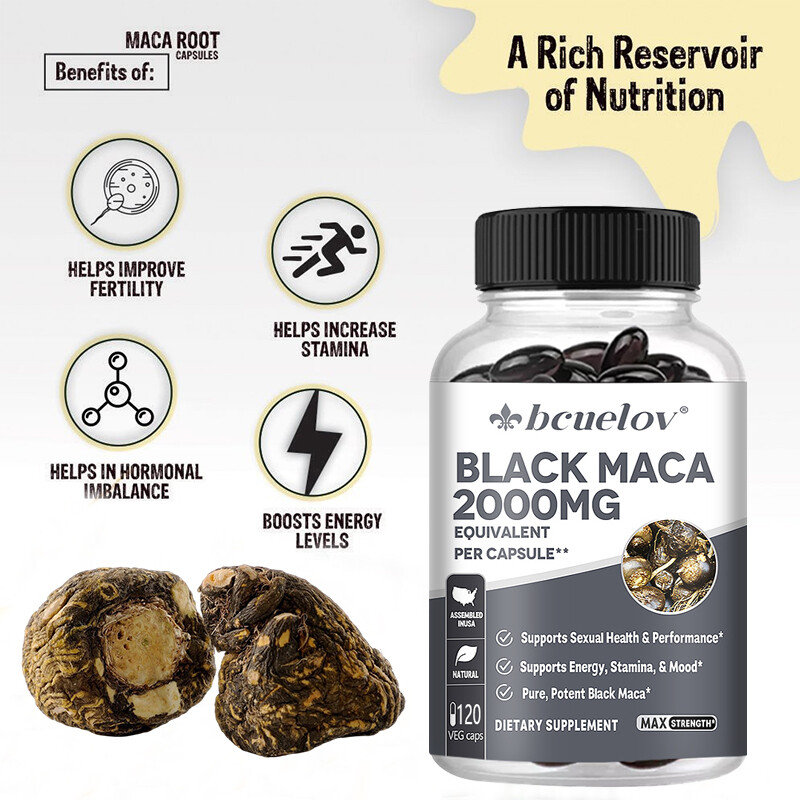 Black Maca 2000 Mg Capsules - Promotes Hormone Balance And Enhances ...