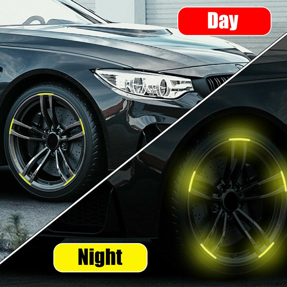 20Pcs Reflective Stickers Car Motor Wheel Hub Rim Stripe Tape Decal ...