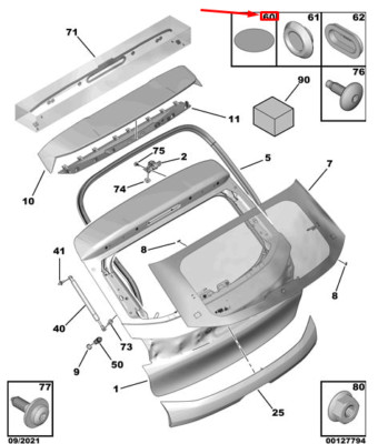 PEUGEOT 208 MK2 P21 Tailgate Adhesive Film 9750221180 New Genuine | eBay