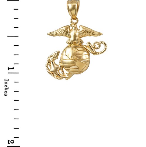 Gold US Marine Corps USMC Charm Necklace Women's size (Yellow, White ...
