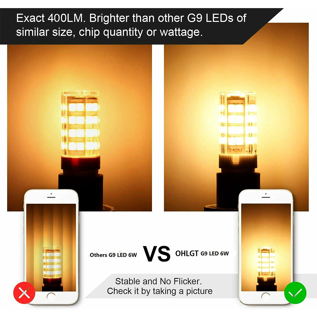 10x G9 LED Bulb Warm/Cool White 5W=40W Halogen Capsule Light Bulbs ...