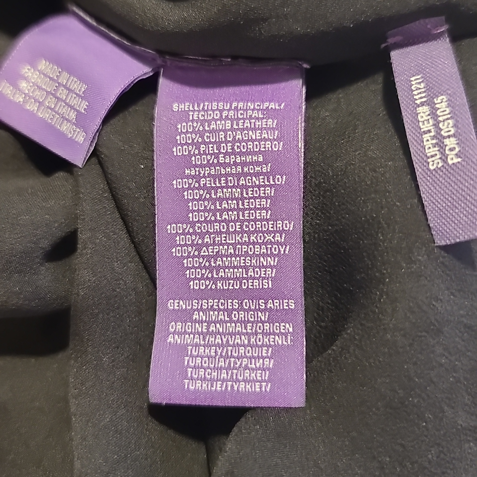 NWT RALPH LAUREN PURPLE LABEL 4 Black Leather & Silk Top Resort ...