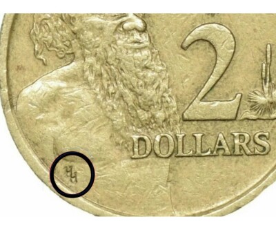 1989 Australia RARE $2 Dollar Coin - HH Initials Horst Hahne Circulated ...