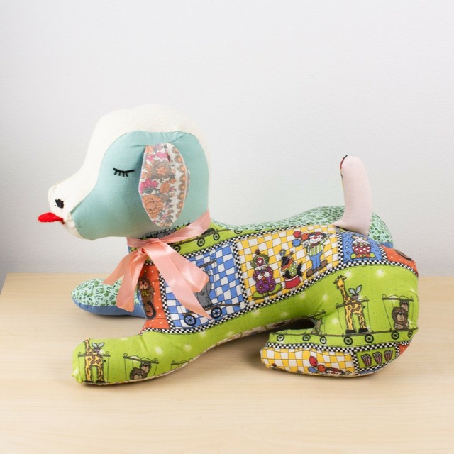 Handmade Patchwork Stuffed Animal Plush Dog Quilted Sewn | eBay