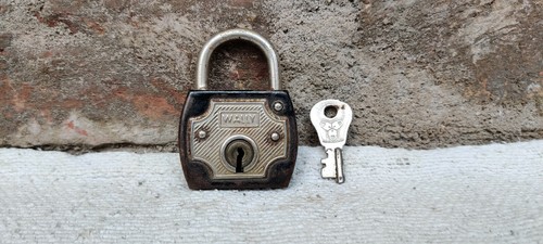 Vintage Lock Antique Wally Iron Padlock Original Key Old Lock Germany ...